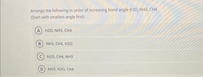 Solved Arrange the following in order of increasing bond | Chegg.com