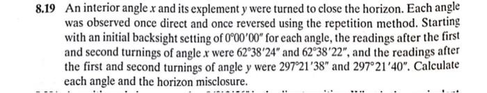 Solved 3.19 An interior angle x and its explement y were | Chegg.com
