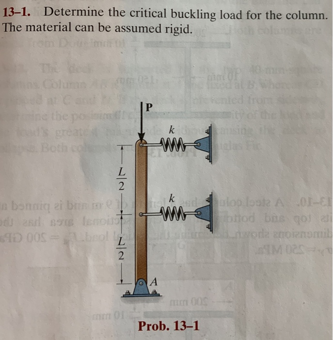Solved 13-1. Determine the critical buckling load for the | Chegg.com Solved 13-1. Determine the critical buckling load for the | Chegg.com