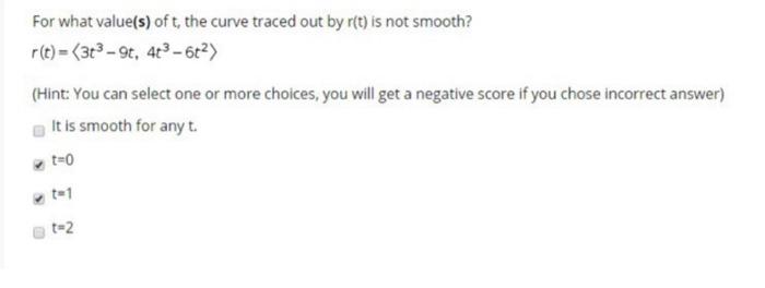 Solved For what value(s) of t, the curve traced out by r(t) | Chegg.com
