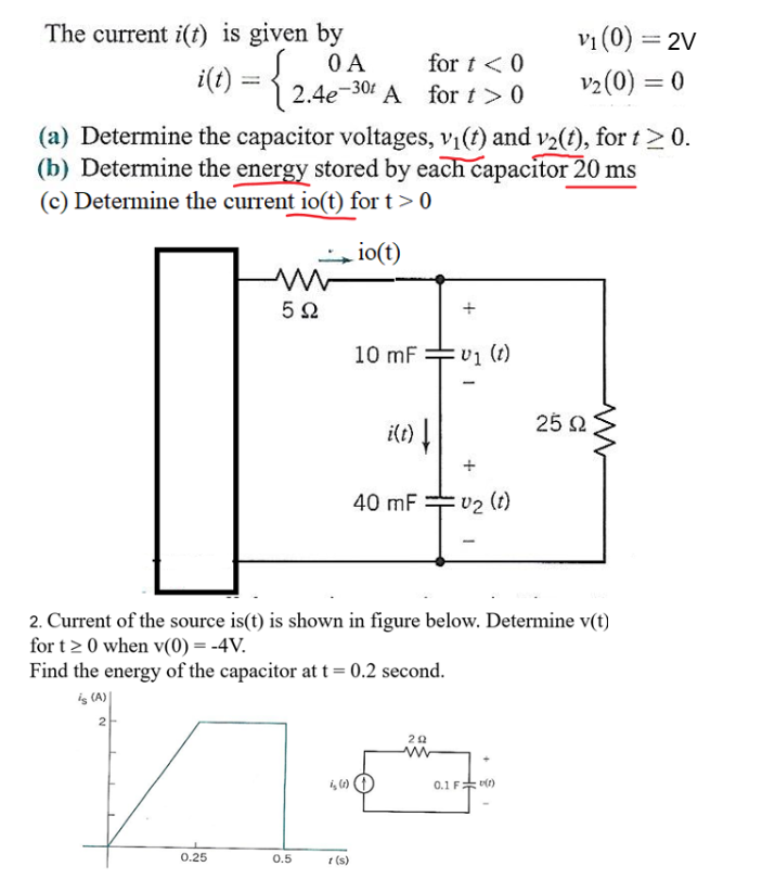 Solved The current i(t) ﻿is given | Chegg.com