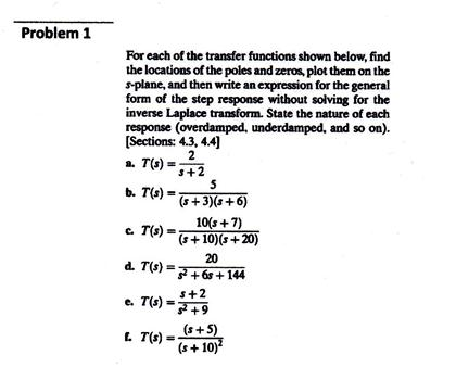Solved For each of the transfer functions shown below, find | Chegg.com