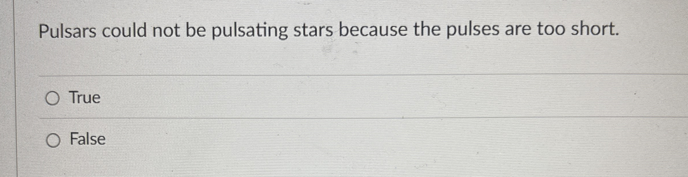 Solved Pulsars could not be pulsating stars because the | Chegg.com