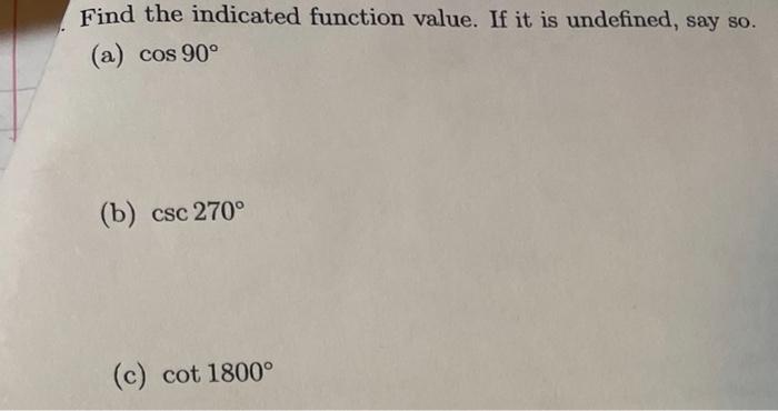 Solved Find the indicated function value. If it is | Chegg.com
