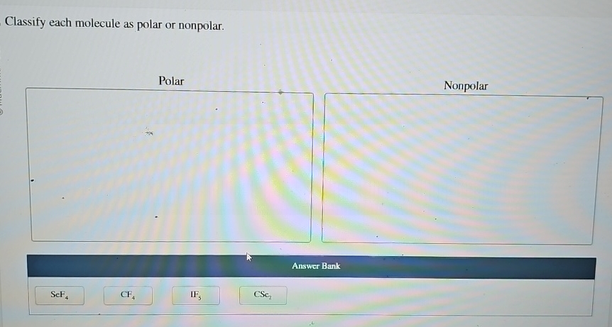 Solved Classify each molecule as polar or nonpolar. | Chegg.com