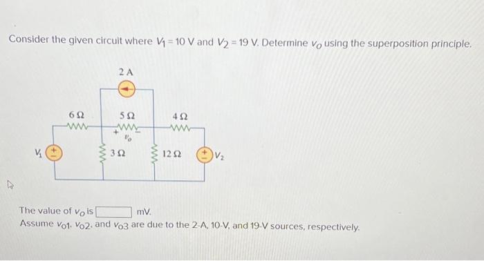 Solved Consider the given circuit where V1=10 V and V2=19 V. | Chegg.com