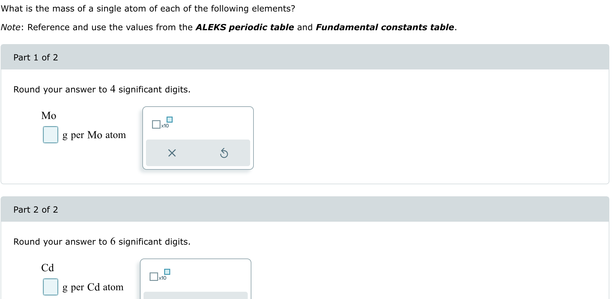 Solved What is the mass of a single atom of each of the | Chegg.com