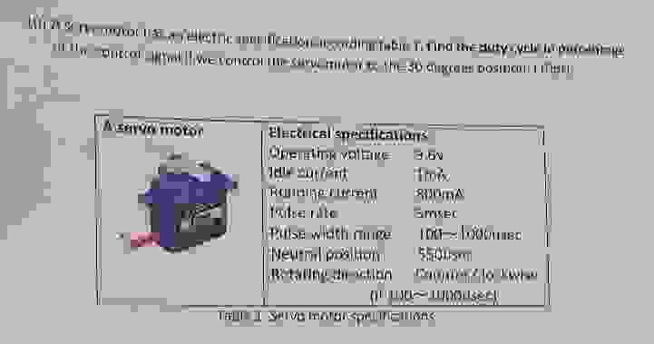 Solved find the duty cycle of this servo motor | Chegg.com