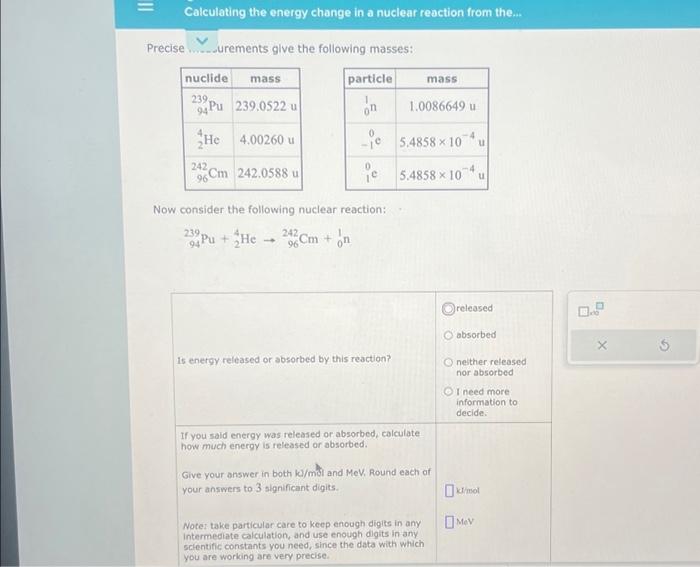 Solved Precise -urements give the following masses: Now | Chegg.com