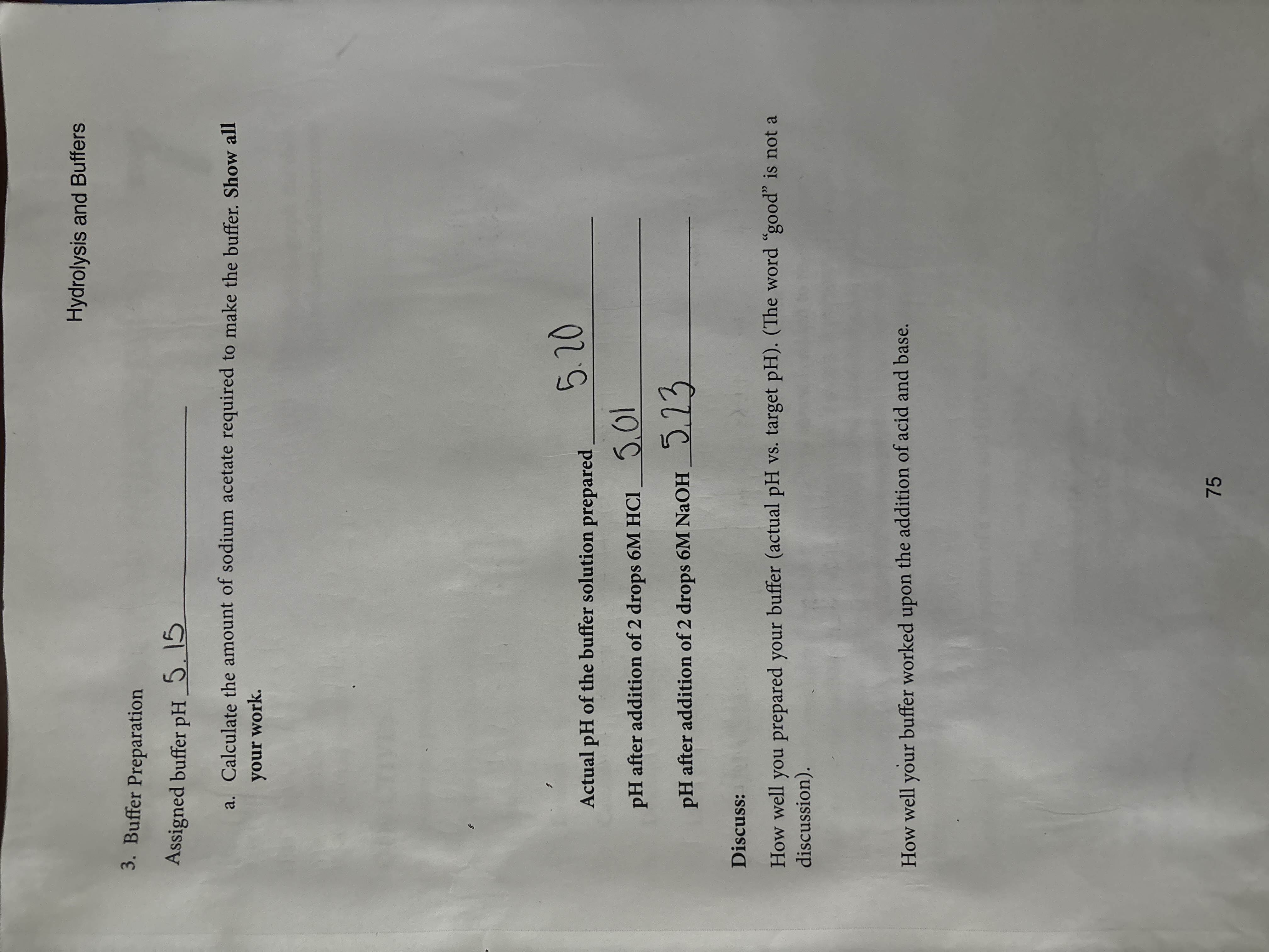 Solved Buffer PreparationAssigned buffer pHa. ﻿Calculate the | Chegg.com