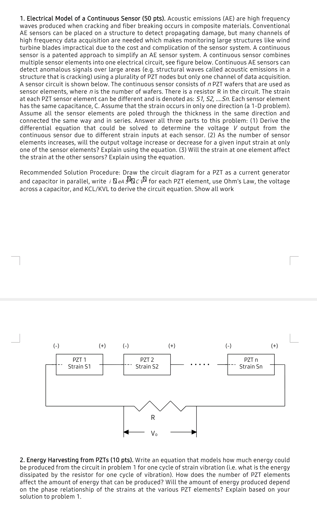 Solved Problem 1: Electrical Model of a Continuous Sensor | Chegg.com
