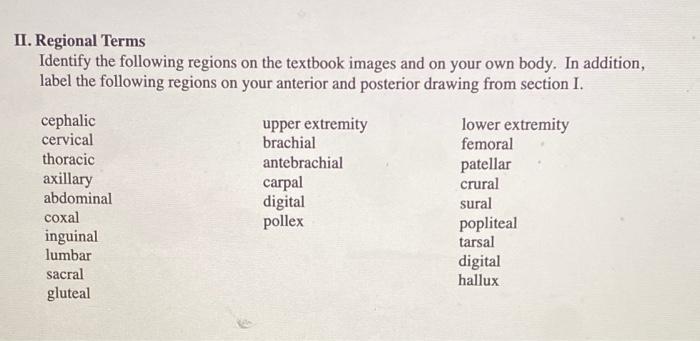 II. Regional Terms Identify the following regions on | Chegg.com
