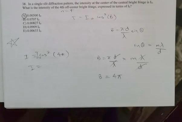 Solved 38. In a single-slit diffraction pattern, the | Chegg.com