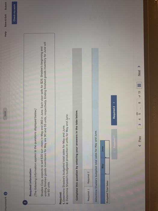 Solved Homework Swed Help Save 5 E Check my work Required | Chegg.com