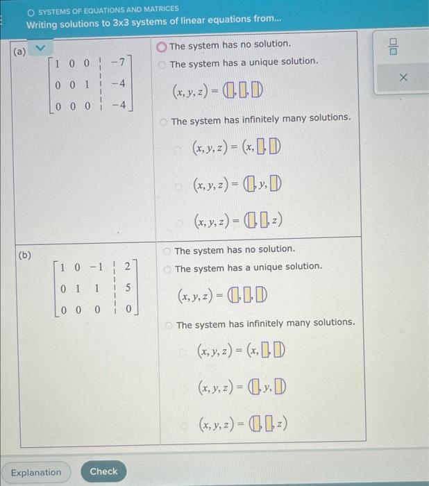 Solved O SYSTEMS OF EOUATIONS AND MATRICES Writing solutions | Chegg.com