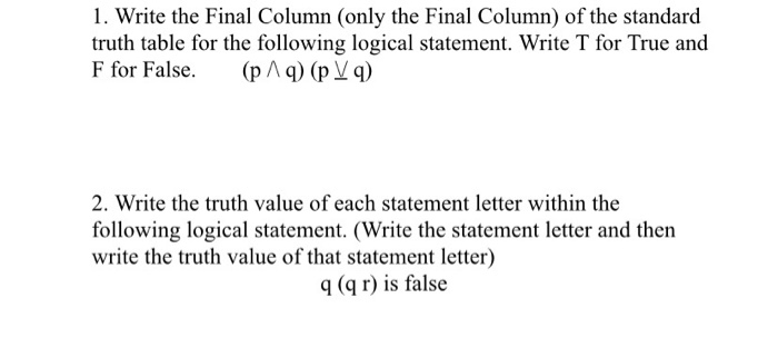 Solved 1. Write the Final Column (only the Final Column) of | Chegg.com