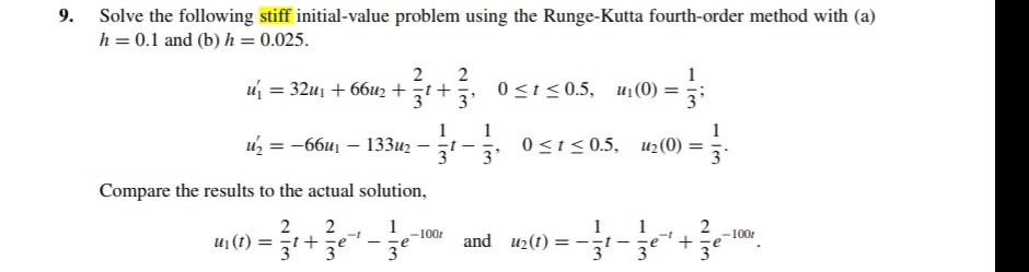 Solve the following stiff initial-value problem using | Chegg.com