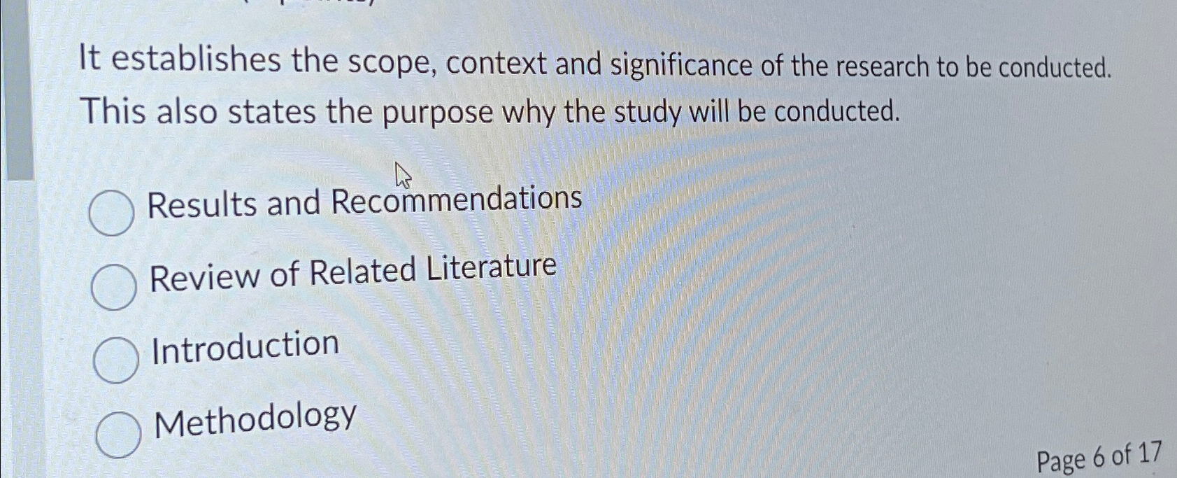 Solved It establishes the scope, context and significance of | Chegg.com