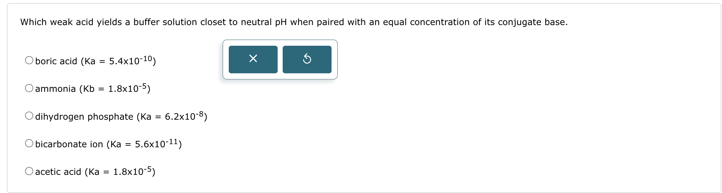 Solved Which weak acid yields a buffer solution closet to | Chegg.com