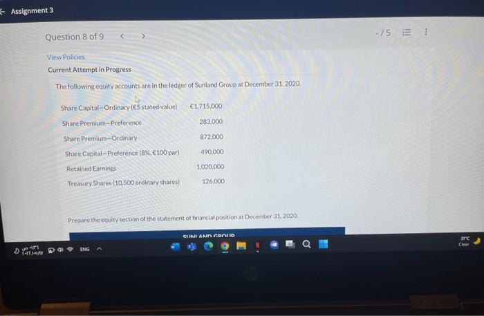 Solved Assignment 3 Question 8 of 9 -75 View Policies | Chegg.com