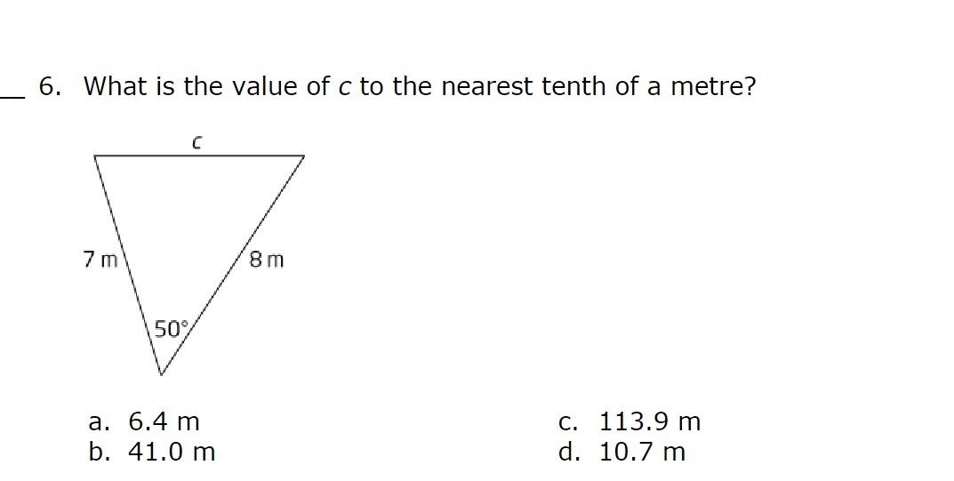 Solved What is the value of c ﻿to the nearest tenth of a | Chegg.com