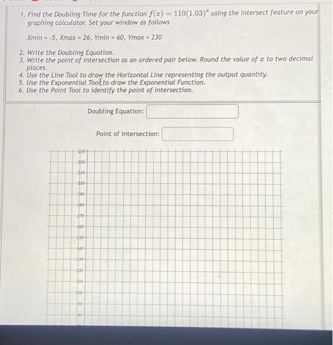 Solved 1. Find the Doubling Time for the function | Chegg.com