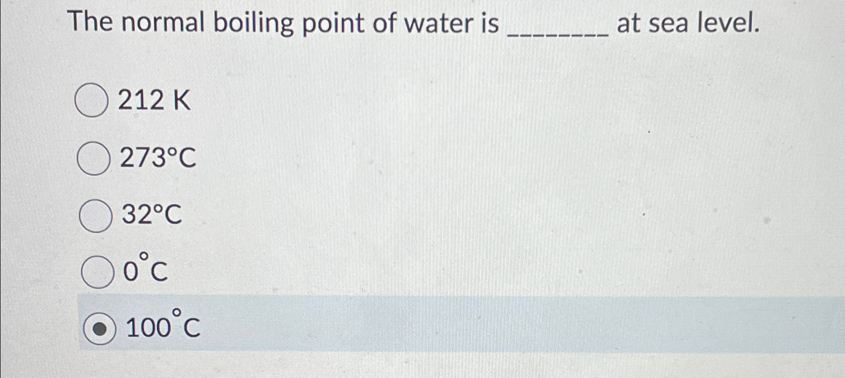 Solved The normal boiling point of water is at sea level.212 | Chegg.com