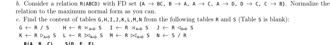Solved Consider a relation R(ABCD) ﻿with FD ﻿set | Chegg.com