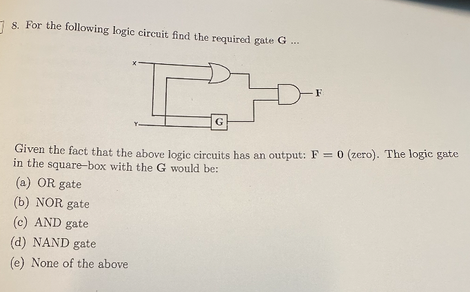 Solved 8. ﻿For the following logic circuit find the required | Chegg.com