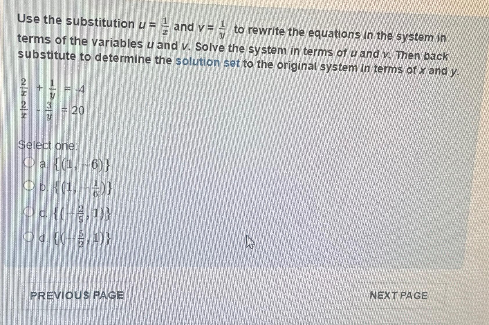 Solved Use the substitution u=1x ﻿and v=1y ﻿to rewrite the | Chegg.com