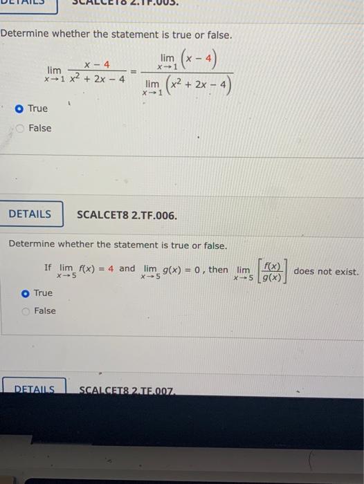Solved Determine whether the statement is true or false. | Chegg.com