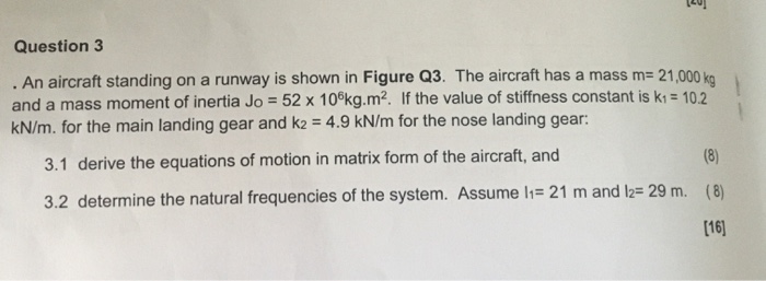 Solved 120 Question 3 . An aircraft standing on a runway is | Chegg.com