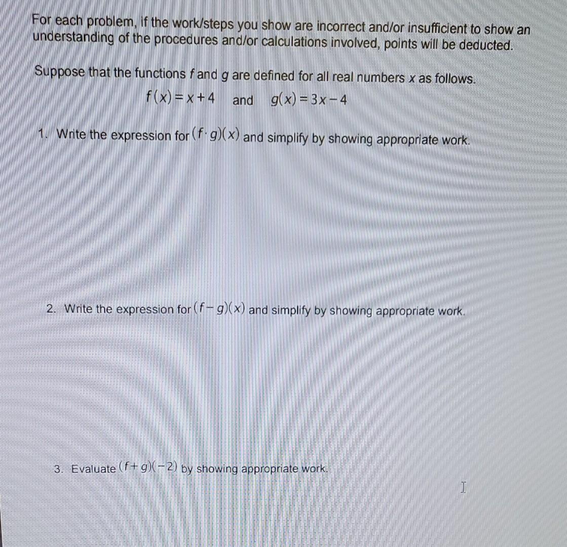 Solved For each problem, if the work/steps you show are | Chegg.com