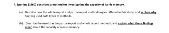 Solved 4. Sperling (1960) described a method for | Chegg.com
