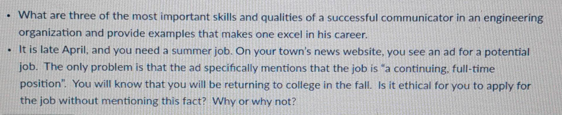 - What are three of the most important skills and | Chegg.com