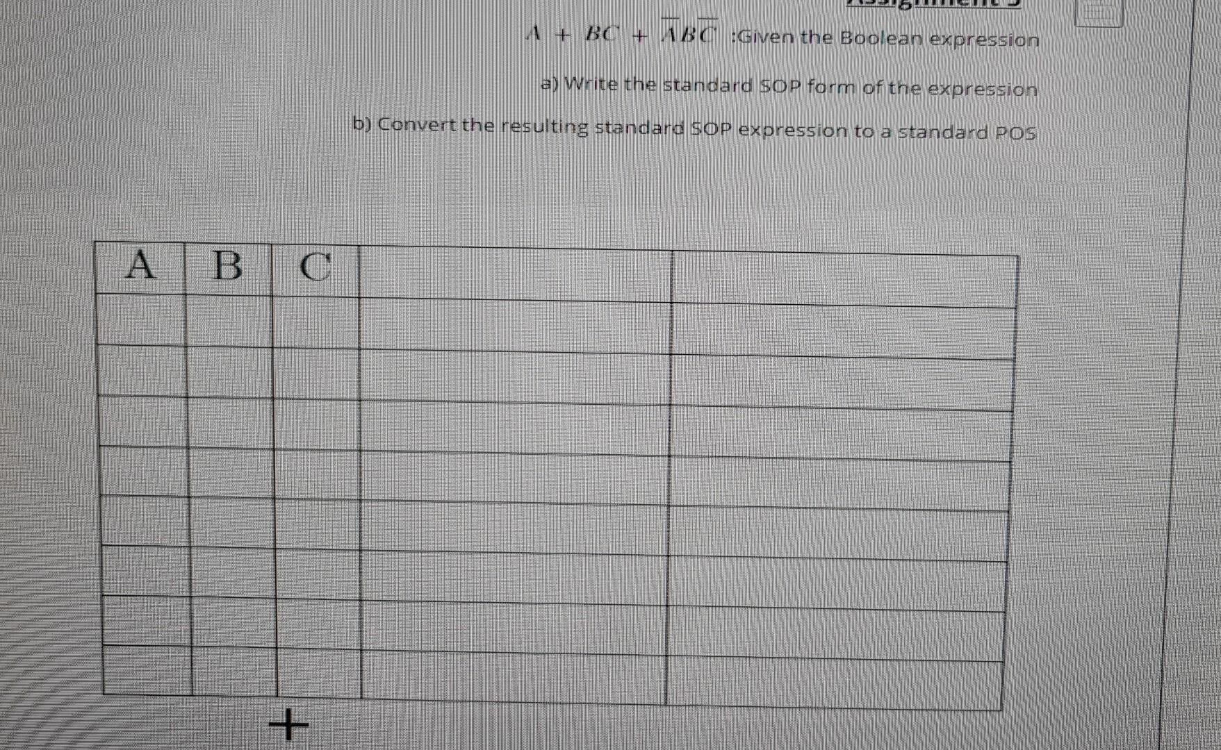 Solved 1+BC+AˉBCˉ : Given the Boolean expression a) Write | Chegg.com