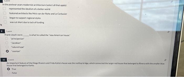 Solved 1 point Frank Lloyd Wright was resistant to the idea | Chegg.com