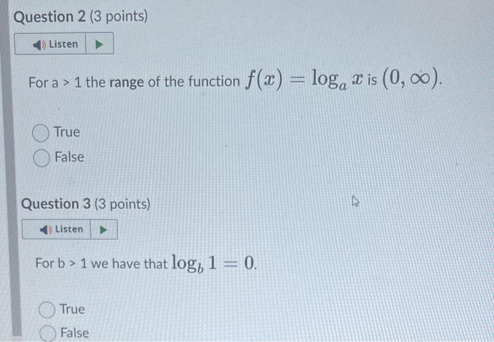 Solved For a>1 the range of the function f(x)=logax is | Chegg.com