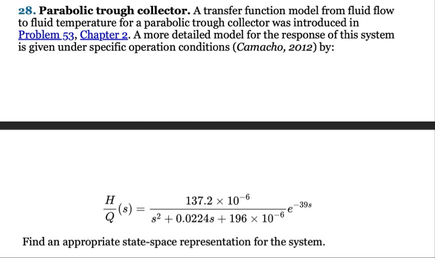 Solved Parabolic trough collector. A transfer function model | Chegg.com