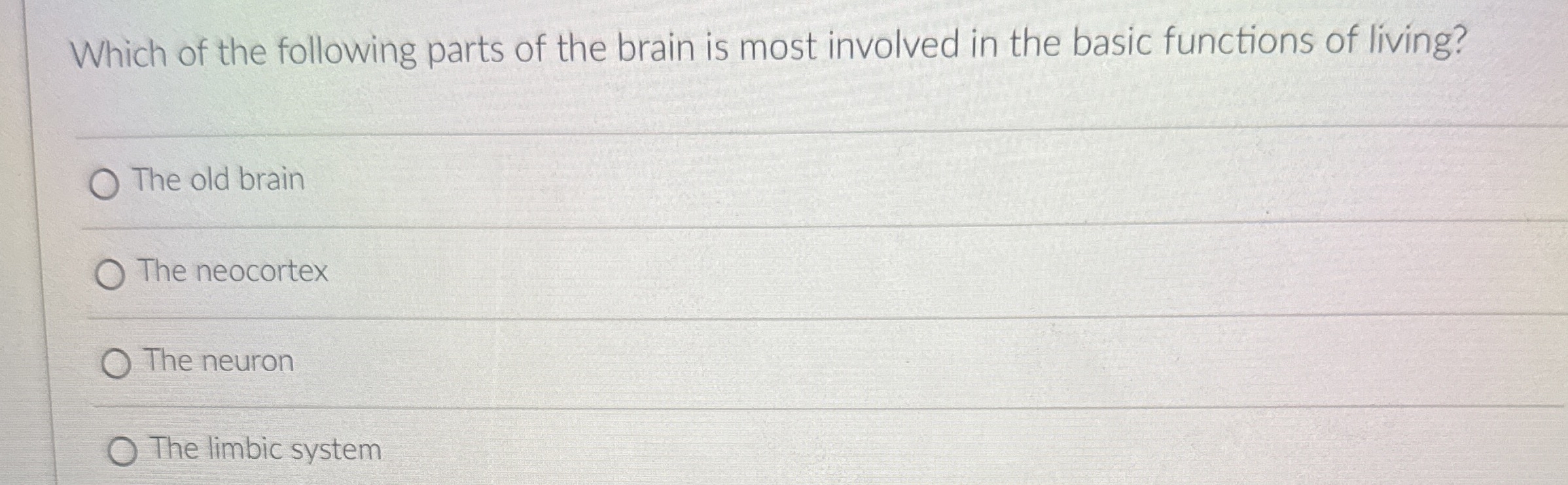 Solved Which of the following parts of the brain is most | Chegg.com