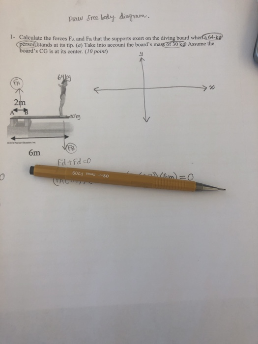 Solved DRAW free body diagram, and CALCULATE the forces FA | Chegg.com