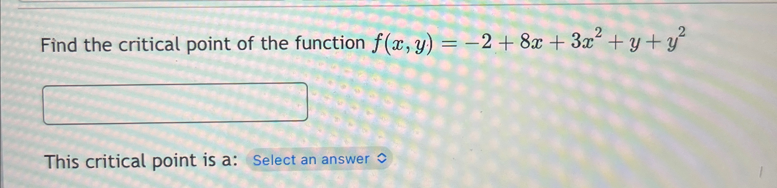 Solved Find the critical point of the function | Chegg.com
