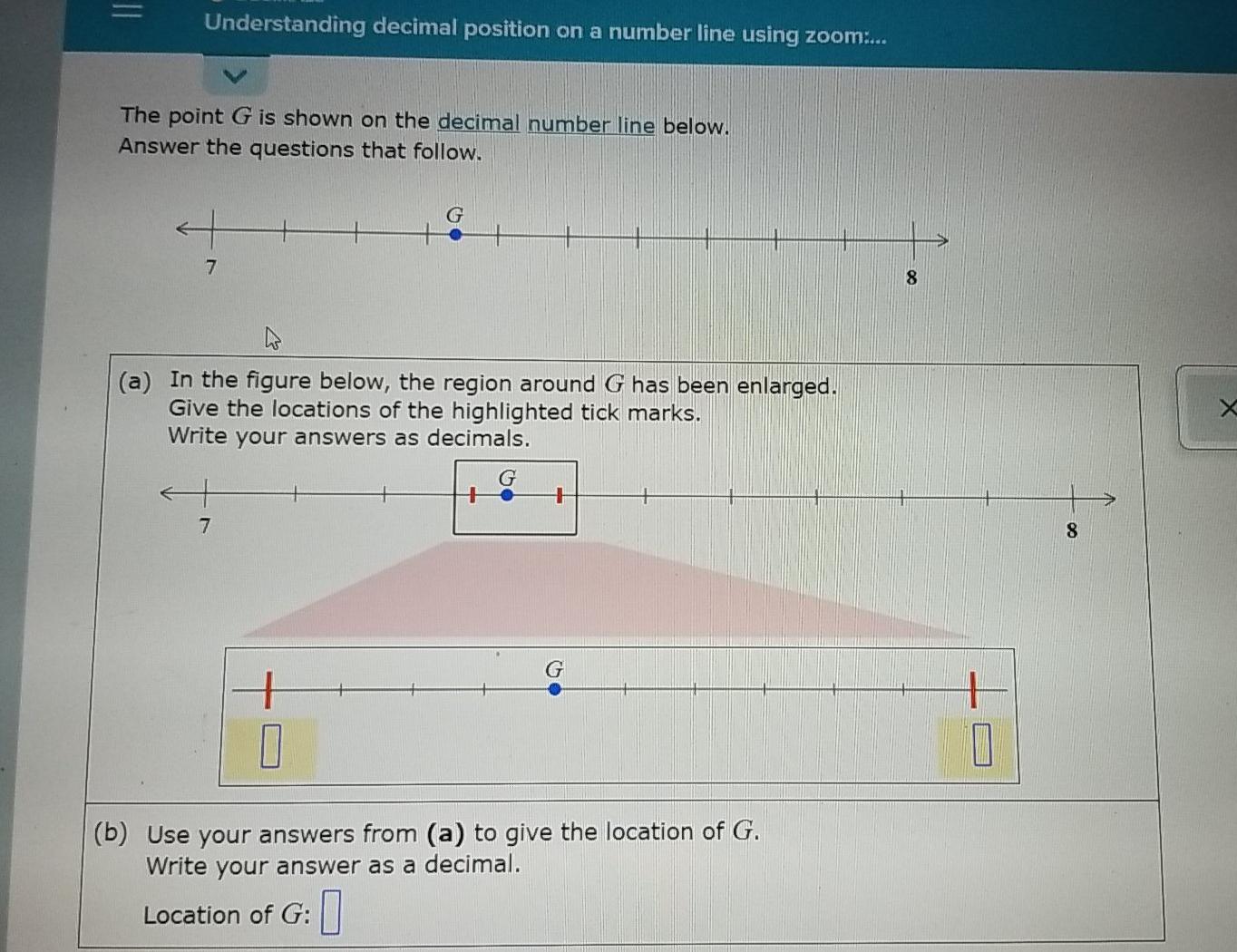 Solved Understanding decimal position on a number line using | Chegg.com