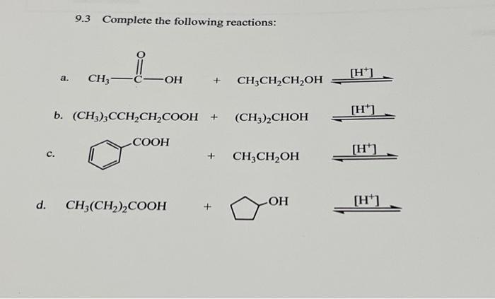 Solved d. a. C. 9.3 Complete the following reactions: CH3- | Chegg.com