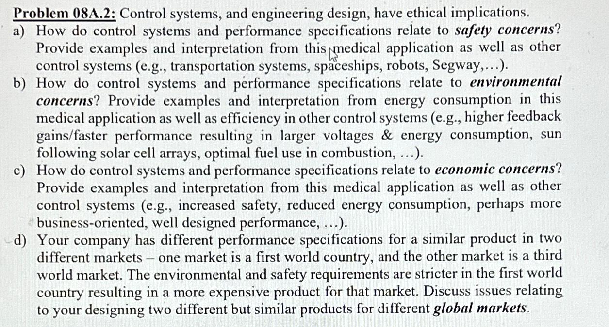 Solved Problem 08A.2: Control systems, and engineering | Chegg.com
