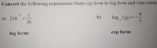 Solved Convert the following expressions from exp form to | Chegg.com