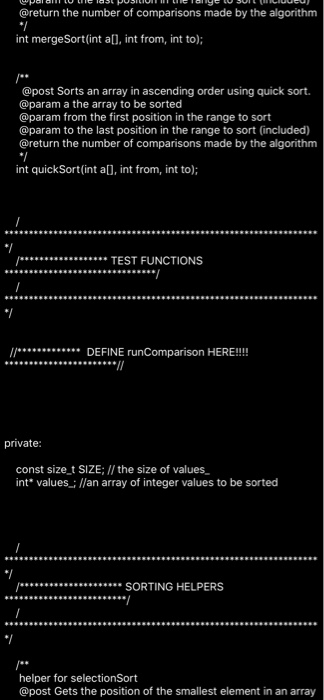 Part 1: You must modify each sorting function to | Chegg.com