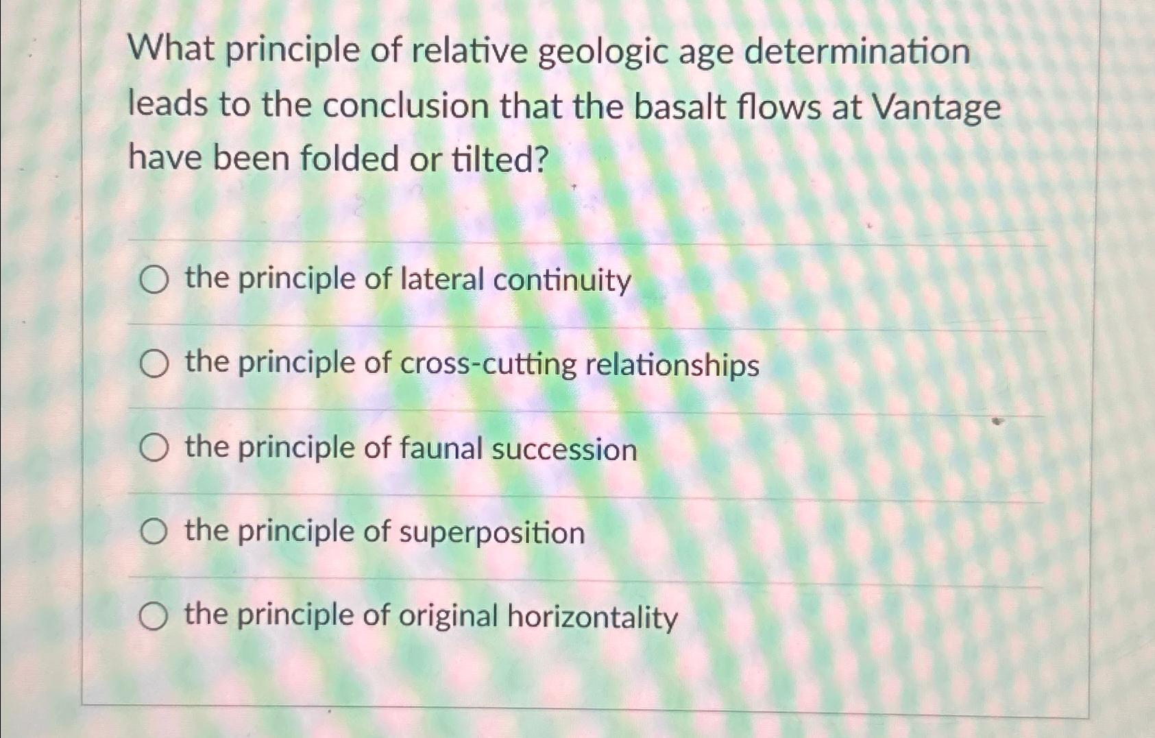 Solved What principle of relative geologic age determination | Chegg.com
