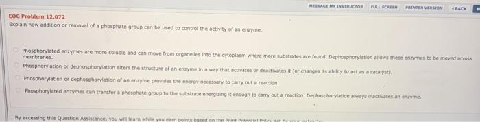 Solved MESSAGE HY INSTRUCTOR FULL SCREEN PRINTER VERSTON | Chegg.com