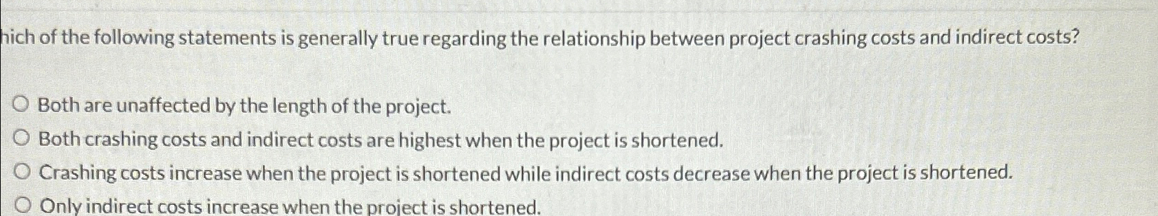 Solved hich of the following statements is generally true | Chegg.com